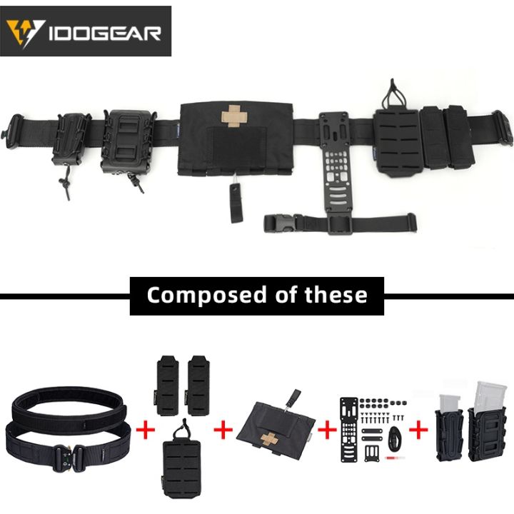 IDOGEAR Tactical Belt Set With 9mm 556 Mag Pouch Medical Pouch Holster ...