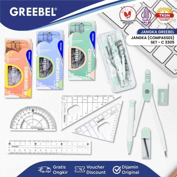 GREEBEL Math Set / Jangka Set Plus Penggaris / Jangka C 3305 | Lazada ...