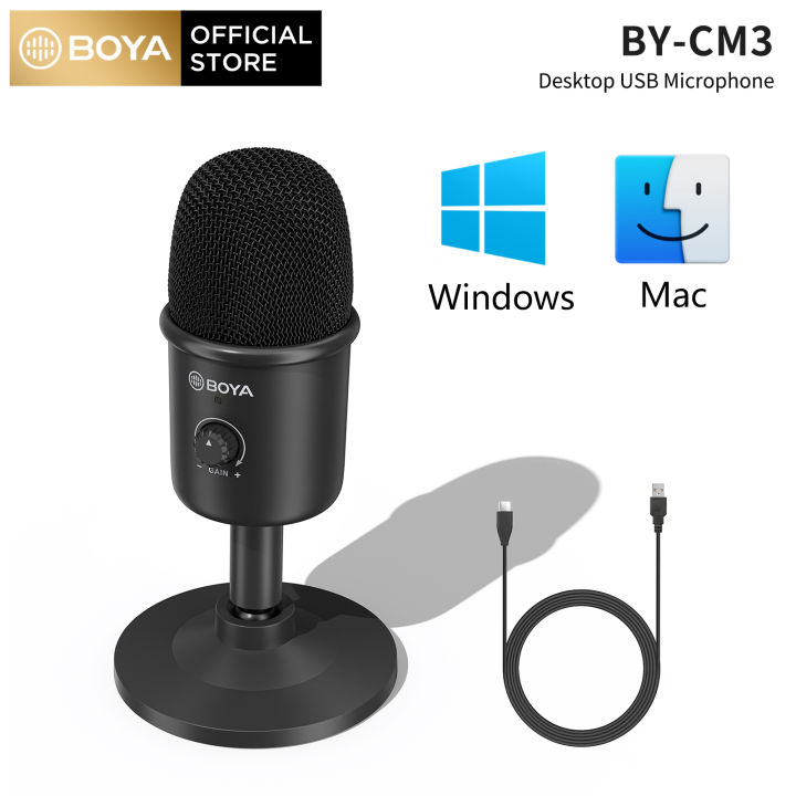 BOYA BY-CM3 Cardioid USB Microphone 15-degree Adjustable Stand Plug and ...