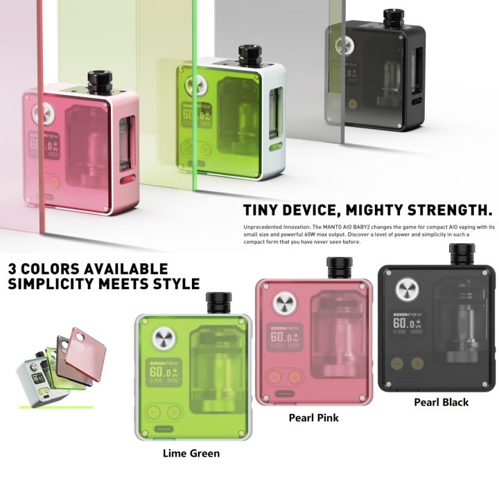 Rincoe Manto AIO Baby 2 / Manto AIO Baby V2 Pod Kit 5W to 60W, built-in ...