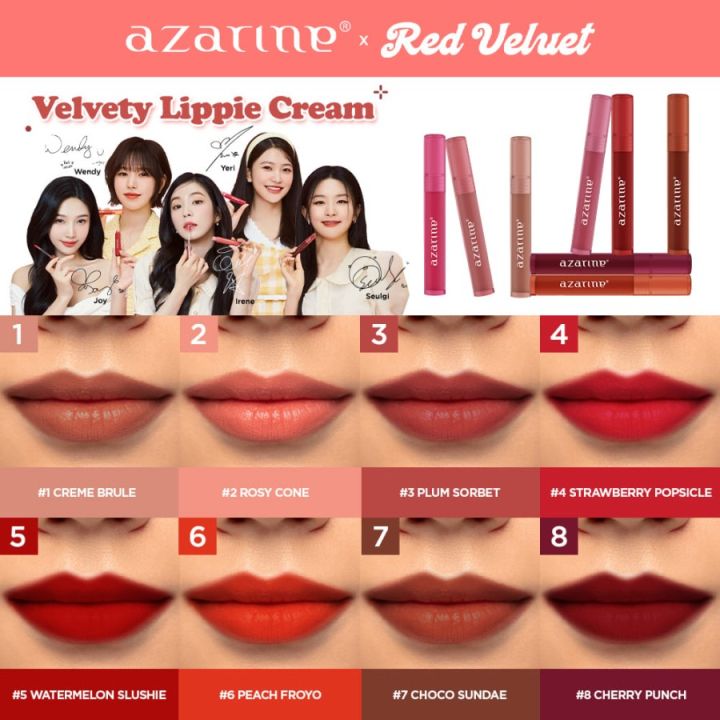AZARINE x Red Velvet Velvety Lippie Cream Lightweight Lipcream Matte ...