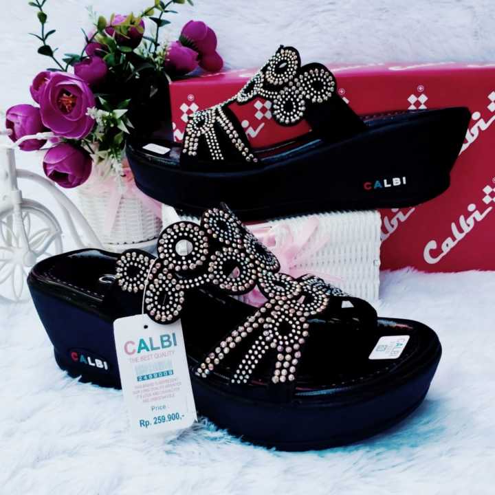 TERLARIS -SandaL Calbi Terbaru 7 Cm Korean Style- Sandal Wedges Wanita ...