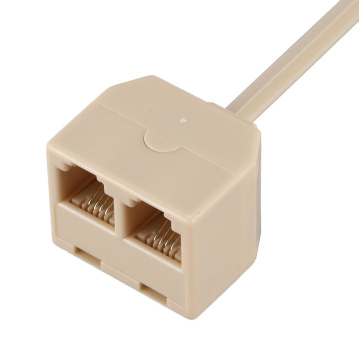 RJ11 6P4C 2 Way Outlet Telephone Jack Line Splitter Adapter Beige ...