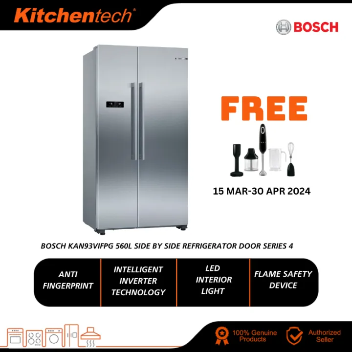 Bosch 560L Side by Side Refrigerator KAN93VIFPG Stainless Steel Series ...