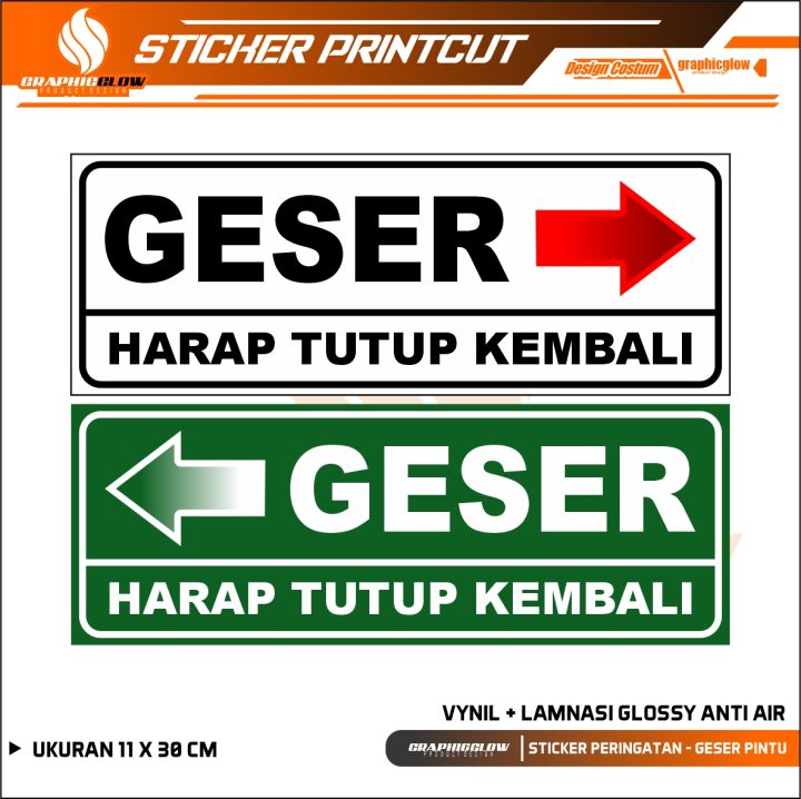 STIKER PINTU GESER + LAMINASI GLOSSY UKURAN 11X30CM | Lazada Indonesia