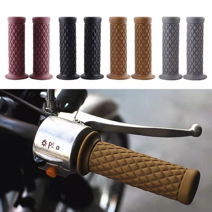 UNIVERSAL MOTORCYCLE RUBBER HANDLE GRIP RETRO HANDLE GRIP CAFE RACER ...