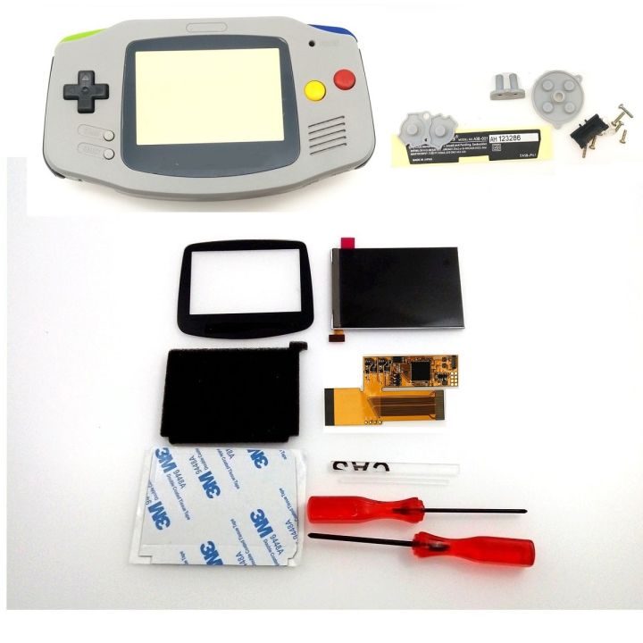 IPS V2 Screen Backlight LCD Mod & Pre-Cut Full Housing shell Case For ...