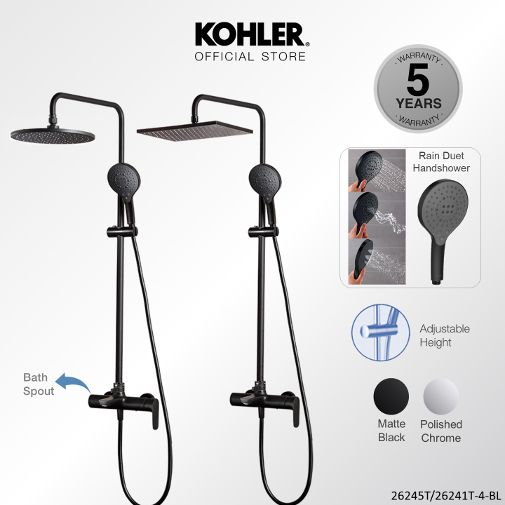 KOHLER Aleo 3-Way Shower Column / Rain Shower with Rainduet Multi-function Handshower - Matte ...