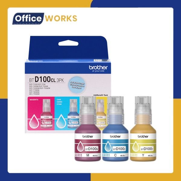Brother BTD100CL3PK New 3Botl. Inks Per Pack Cyan / Magenta / Yellow ...