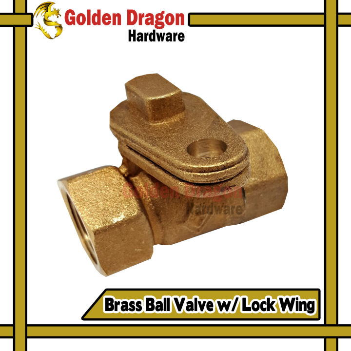 Ball Valve with Lock wing 1/2 Brass LD for Water Meter Copper Gate ...