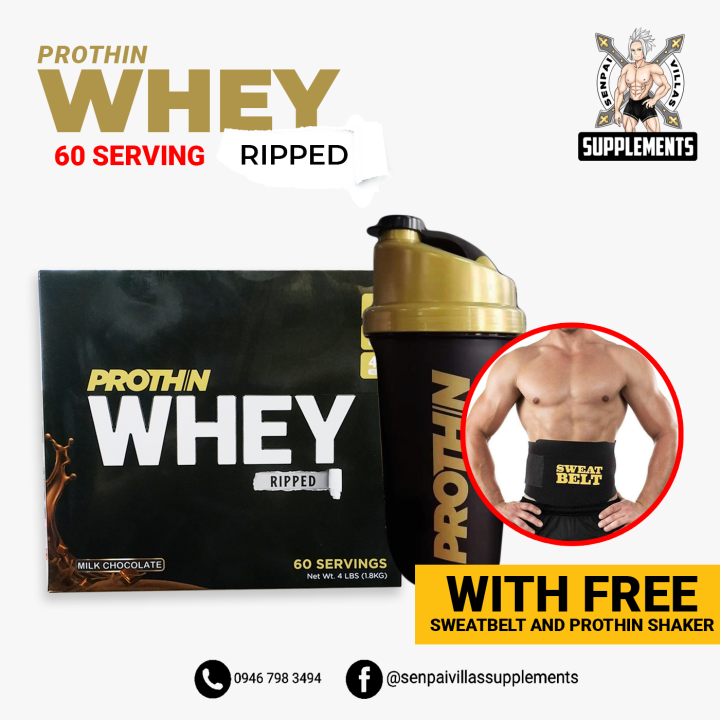 PROTHIN WHEY RIPPED 60 SERVINGS WITH FREE SWEAT BELT AND PROTHIN SHAKER ...