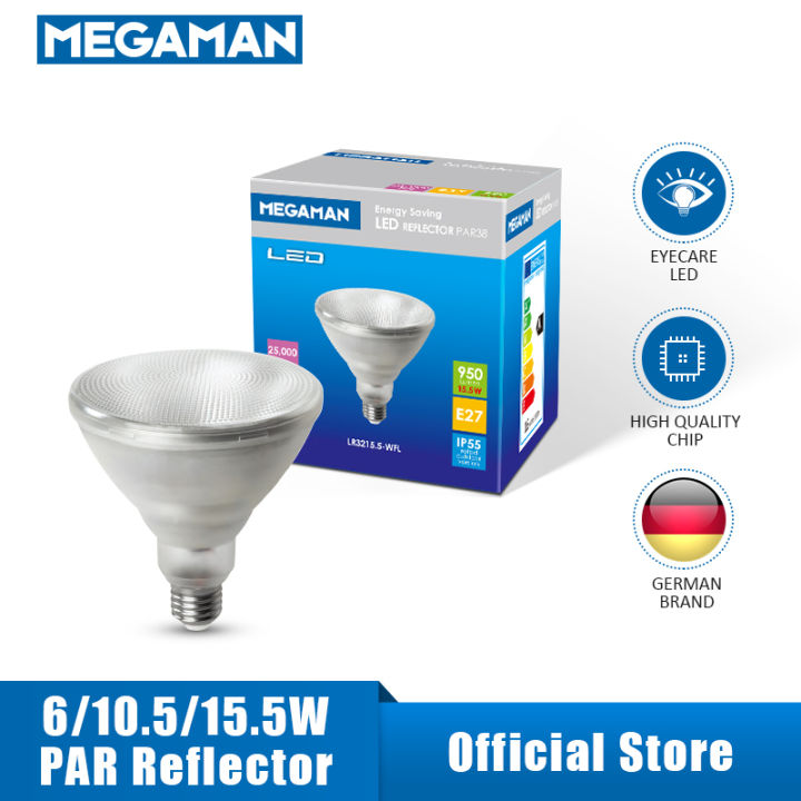 MEGAMAN LED PAR REFLECTOR 6W 10.5W 15.5W PAR20 PAR30 PAR38 35D IP55 ...