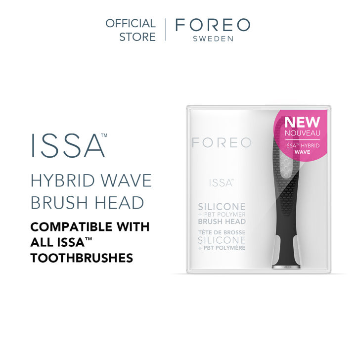 FOREO ISSA Hybrid Wave Brush Head, Medical-Grade Silicone + PBT Polymer ...