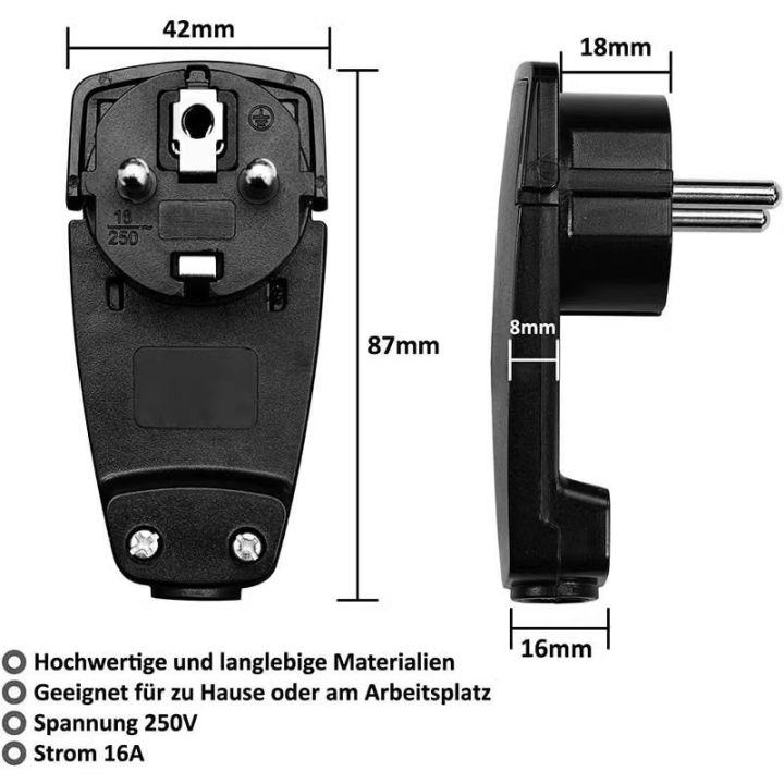 France Germany Plug Adapter 16A Male AC Outlets Rewireable Schuko ...