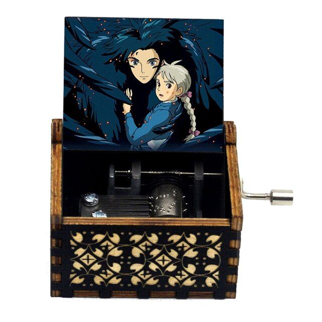（Music Boxes ）New Howl's Moving Castle Music Box Wooden Hand-cranked ...