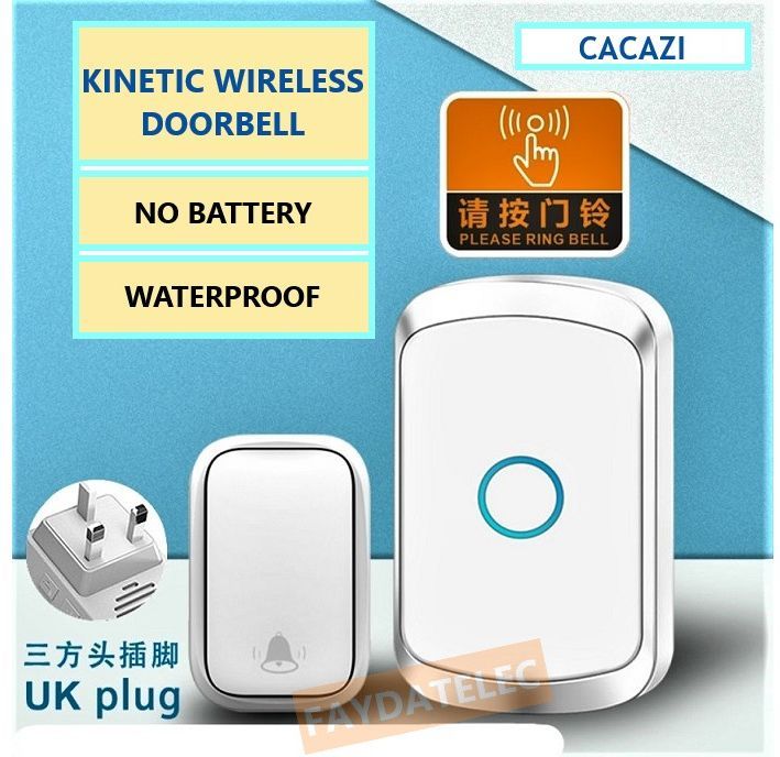 CACAZI SELF POWERED KINETIC WIRELESS DOOR BELL WATERPROOF DOORBELL | Lazada