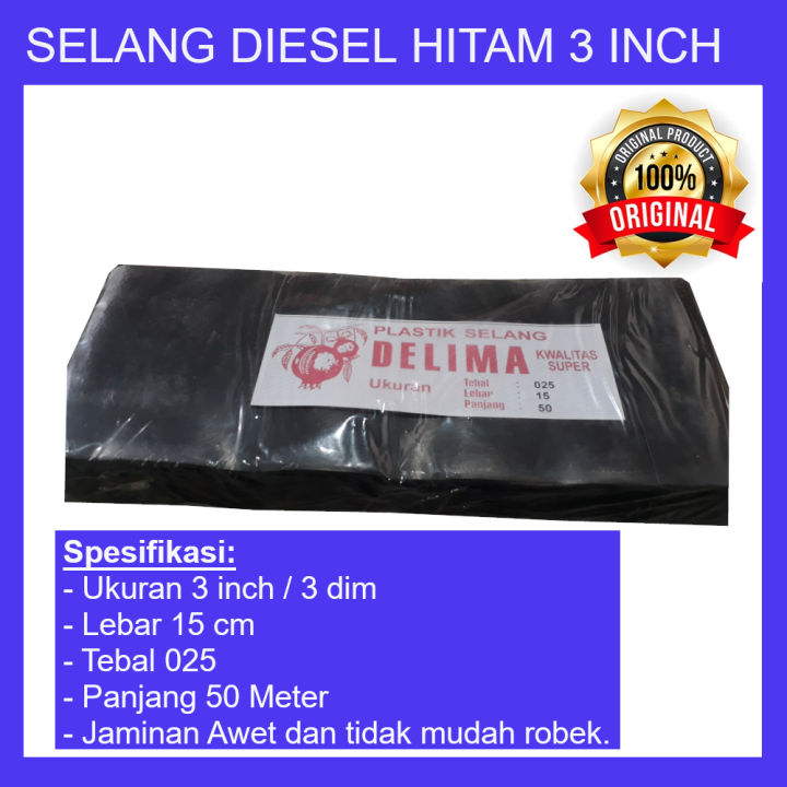 Selang Terpal Selang Diesel Hitam 3 Inch/Dim Lebar 15 Cm Panjang 50 ...