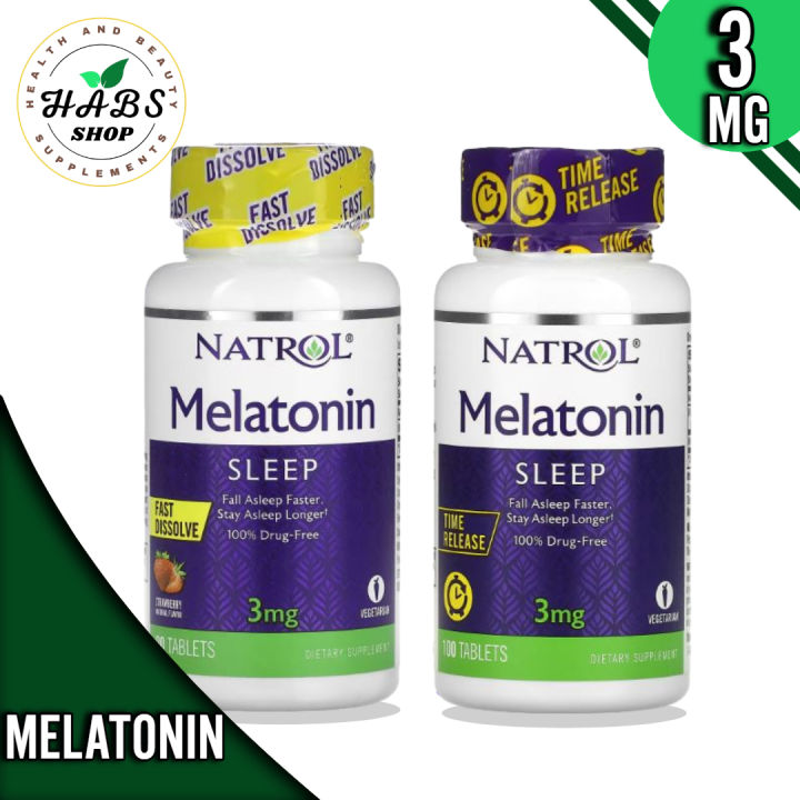 Natrol Melatonin Time Release 3mg 100 tablets or Fast Dissolve 3mg 90 ...