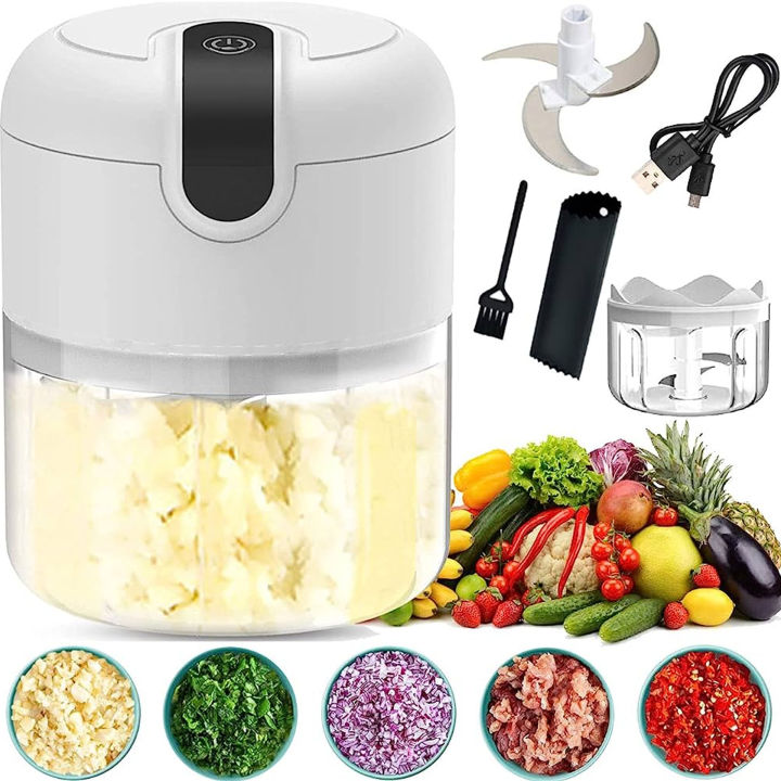 250ml Rechargeable Food Processor Vegetable Chili Meat Garlic Chopper ...