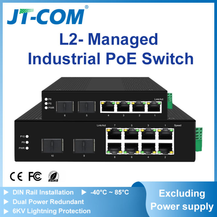 JT-COM X-Ring intelligent ring POE switch Industrial 2 gigabit SFP +4/8 ...
