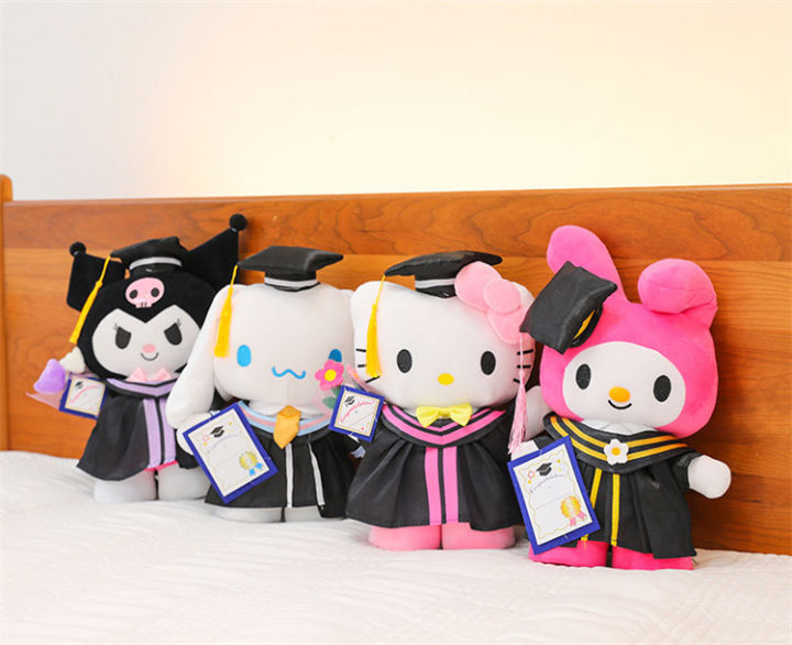 Sanrio Kitty Kuromi 35cm Graduation Plushie Doll Kawaii Anime Soft ...