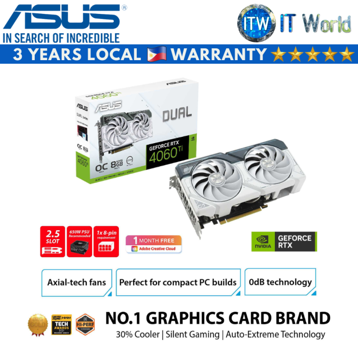 ASUS Dual GeForce RTX™ 4060 Ti White OC Edition 8GB GDDR6X (PCIe 4.0 ...