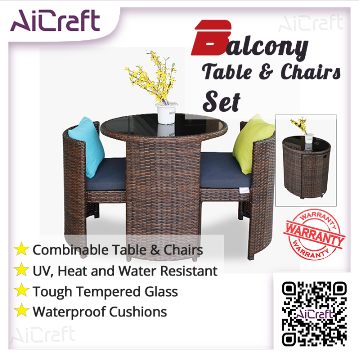 🚢 [PRE-ORDER] Outdoor Balcony Table Chair Set 2 Seats Round Square Arc ...