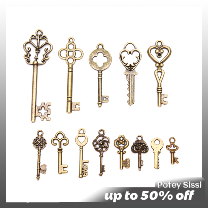 Potey เครื่องประดับกุญแจสไตล์ผสมโลหะแนววินเทจทำเครื่องประดับจี้ดูเก่า13 ...
