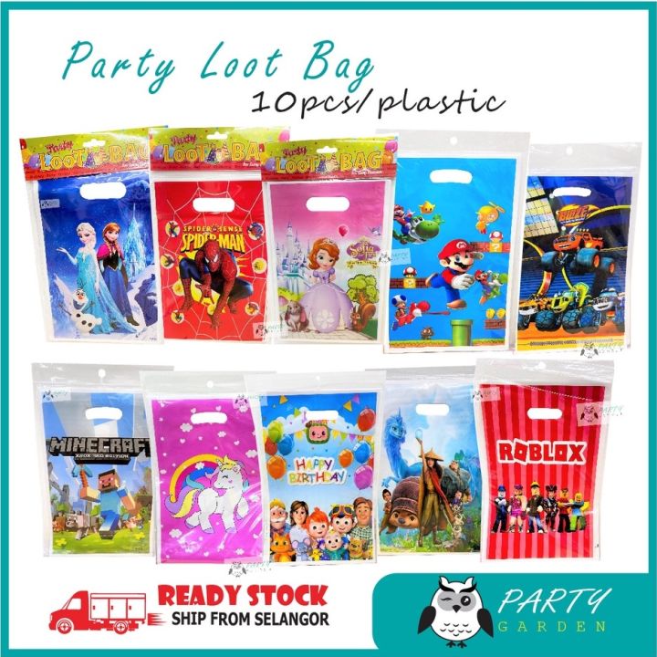 10pcs Plastic Goody Bag / Goodies Bag / Gift Bags / Party Favour Bag ...