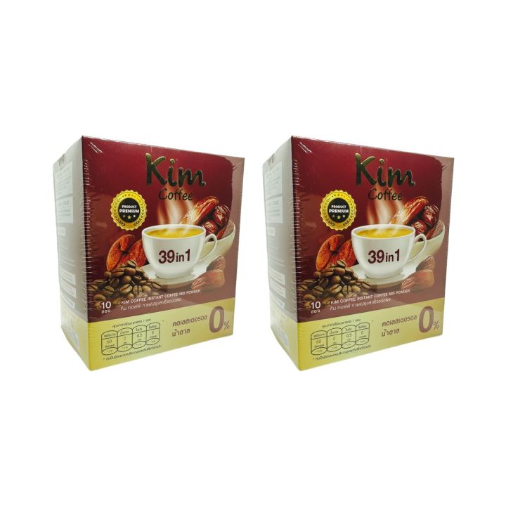 Kim Coffee 39 in 1 คิม คอฟฟี่ กาแฟเพื่อสุขภาพ กาแฟอินทผาลัม 10 ซอง (2 ...
