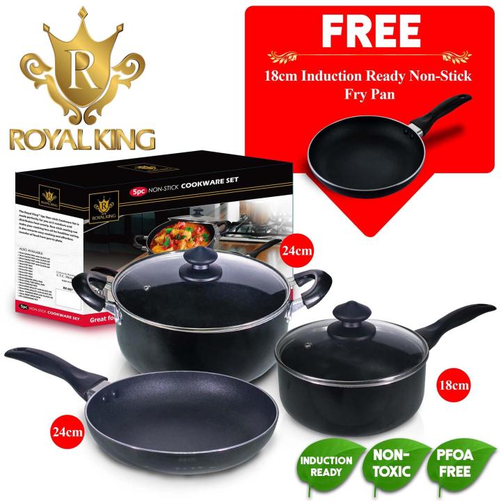 Royal King 5pc Non Stick Cookware Set with 18cm Induction Ready Non ...