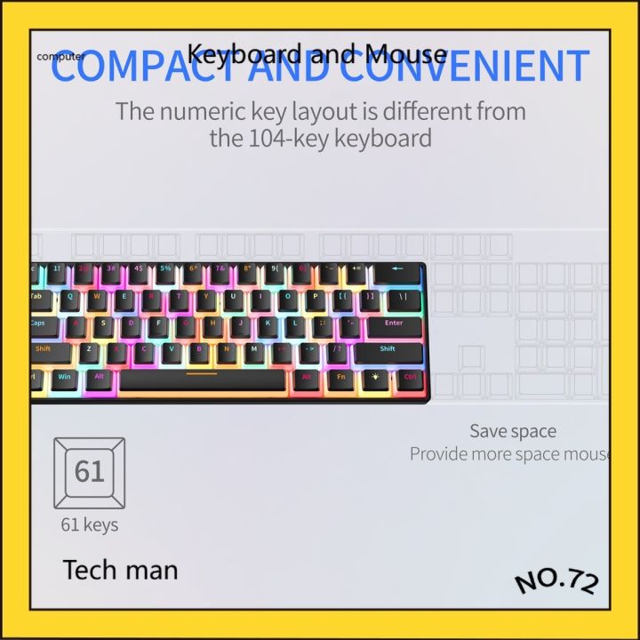 ZIFRIEND ZA616 Wired Keyboard Swappable RGB Backlit Pudding Keycaps ...