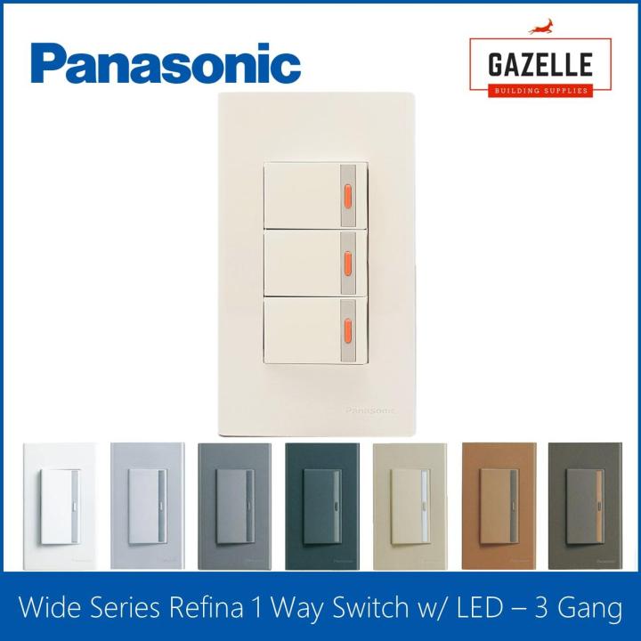 Panasonic Refina Wide Series Illuminated 1 Way Switch with LED - 3 Gang ...
