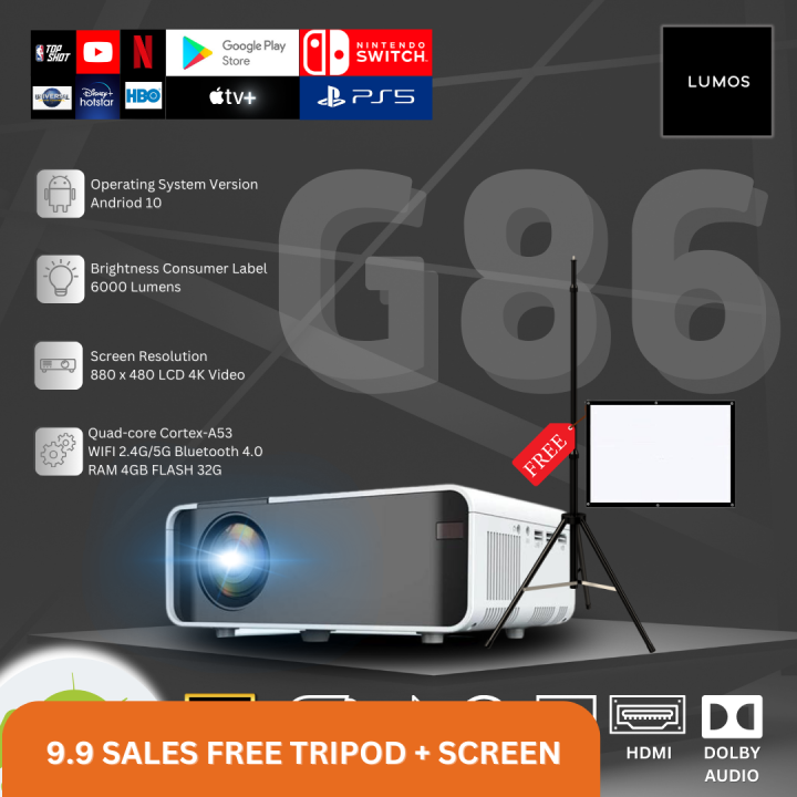 G86 Projector FULL HD 1080P Android Mini Projector WIFI LCD Led A80 ...