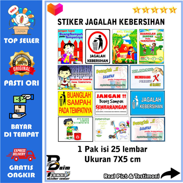 Stiker Kebersihan Warning Informasi Peringatan Jagalah Kebersihan Buang ...