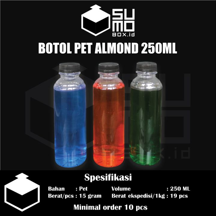 Botol Plastik Almond 250ml 250 ml Short Neck Shortneck Bulat bahan PET ...
