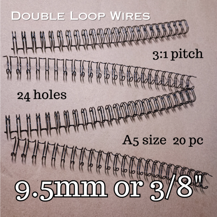Double Loop Wires for Binding Notebooks A5-size pitch 3:1 24 Holes 9 ...