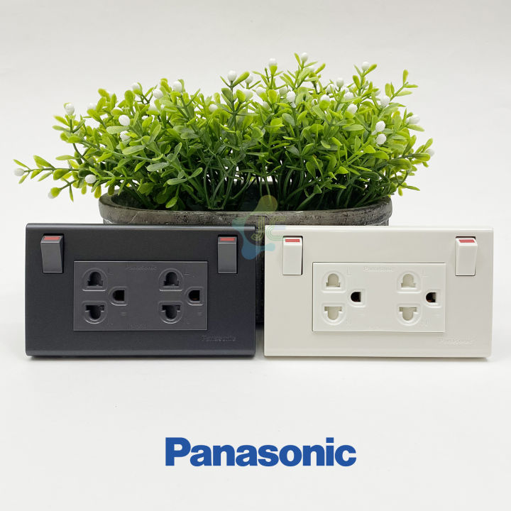PANASONIC เต้ารับกราวด์คู่ ปลั๊กกราวน์คู่มีม่านนิรภัย พร้อมสวิตช์ควบคุม ...