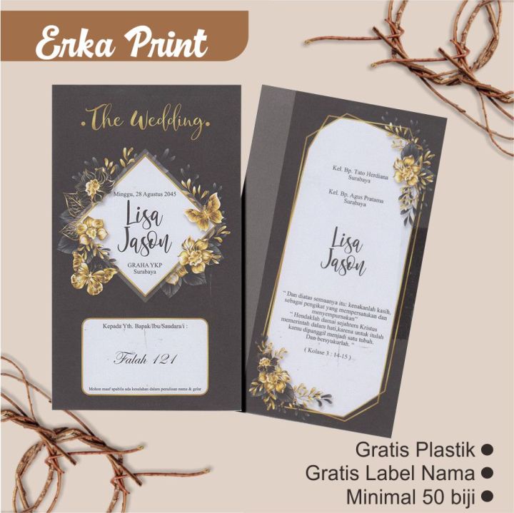 [Jumlah 50] cetak undangan pernikahan undangan nikah undangan khitan ...