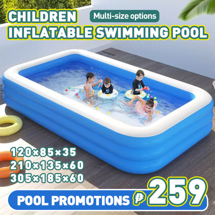 Inflatable Swimming Pools Adult/Kids Inflatable Rectangular Pump Home ...