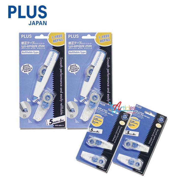 PLUS Correction Tape with Refill WH-605-11 Whiper MR 2 Pieces + 4 ...