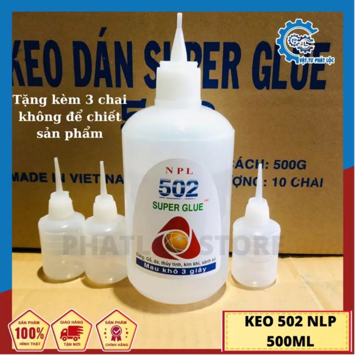Keo 502 NLP - keo dán sắt lớn lọ tròn siêu dính 500ml -Tặng kèm 3 chai ...