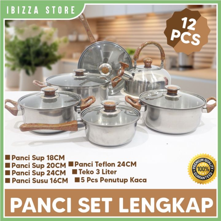 Panci 12 Set / Panci Wajan Teflon 12IN1 + Teko Anti Karat / Panci Set ...