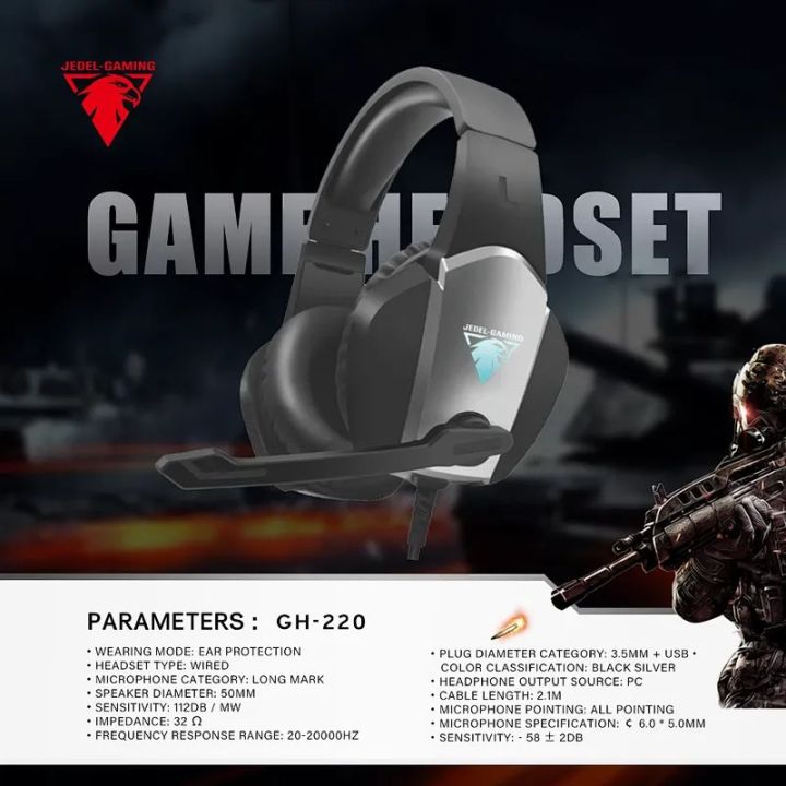 🔥JEDEL Gaming Headphone Headset Wired Earphone with Mic PC Laptop Game ...