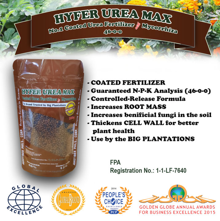 HYPER UREA MAX Coated Urea Fertilizer with Mycorrhiza (46-0-0) 200g ...