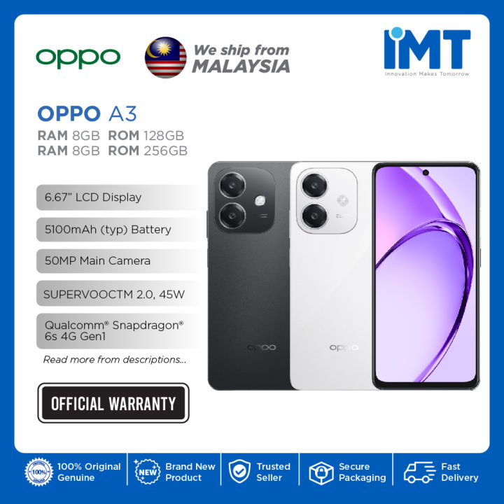 OPPO A3 Smartphone | Qualcomm Snapdragon 6s 4G Gen1 | 6.67" IPS LCD ...