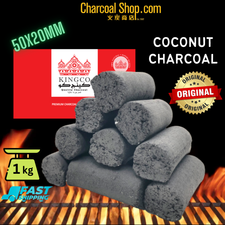 CHARCOAL BBQ ARANG KAYU 火炭 (Kingco Premium Coconut Charcoal 25x25mm - 1kg) | Lazada