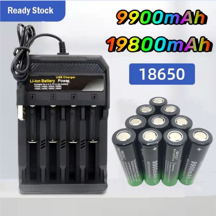 Rechargeable Battery 18650 Flat Head 9900mAh 19800mAh 3.7V Li-ion High Capacity 100% Original ...