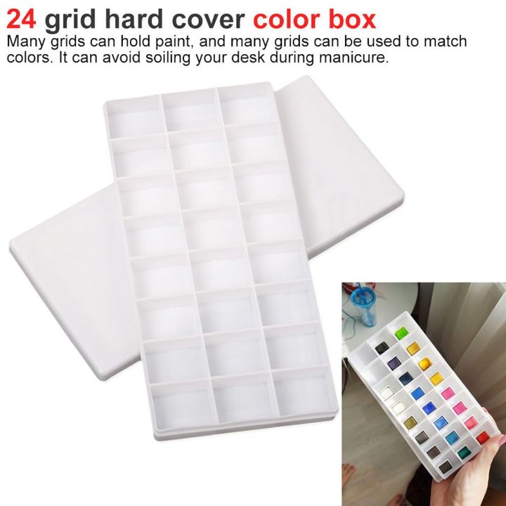 SUNNYDOLL 24 Grids Plastic Acrylic Painting School Student Gouache Watercolor Grid Color Palette ...