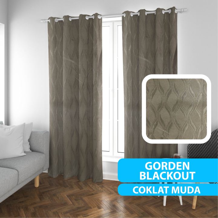 Gorden Blackout Import Mewah Coklat Tua 12 Lubang Lebar 135 Cm ...